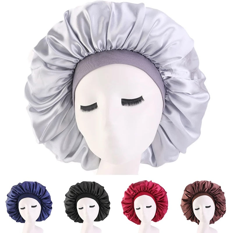 Satin Silk Hair Bonnet Sleep Night Cap Head Cover Bonnet Hat For Hair ...